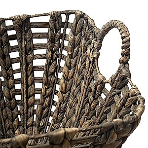 Artera Large Wicker Storage Basket - Set of 3 Woven Water Hyacinth Blanket Baskets with Handle, Natural Nesting Storage Bins for Living Room, Bedroom, Bathroom or Laundry Room