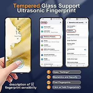 UniqueMe Compatible with Samsung Galaxy S22 5G 6.1 inch Screen Protector Tempered Glass Screen Protector + Camera Lens Protector with Easy Installation Frame, Anti Scratch Bubble Free