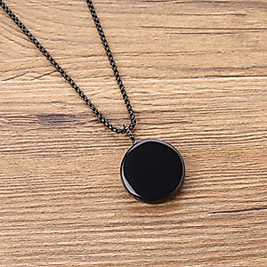 COAI Tree of Life Healing Crystal Black Obsidian Necklace Stainless Steel Box Chain