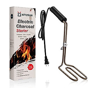 KITOSUN Electric Charcoal Starter 700W – Premium BBQ Grilling Fireplace Tools Ignite Lump Coals Briquettes Easier & Quicker | NO Fluid Fuel Lighter | Bigger 304 Heat Element Coils with 5ft Long Cable