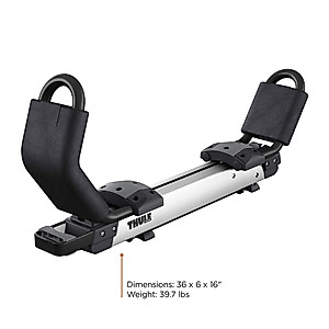 Thule Hullavator Pro Kayak Carrier - Carries 1 Kayak - Roof-Mounted - Lift-Assistance for easy loading and unloading - 75lb Load capacity - includes straps and tie downs