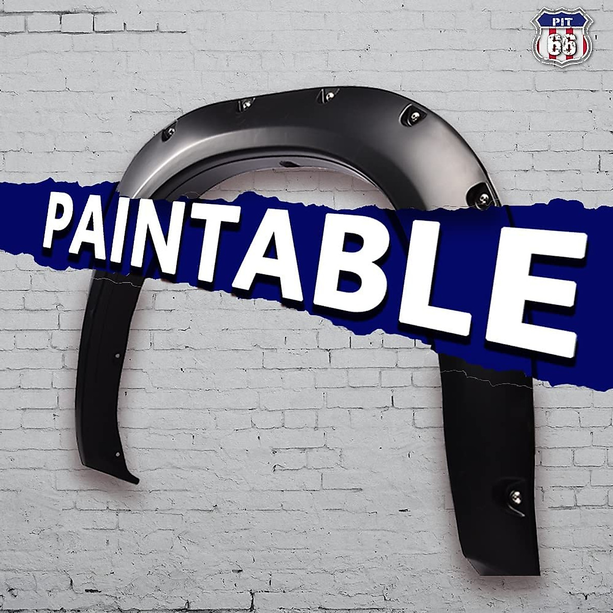 PIT66 Fender Flares, Compatible with 2009-2014 Ford F150 Styleside(NOT For Platinum and Raptor models), Wheel Flares Set Paintable Riveted Smooth Matte Black Pocket Style, 4 Pcs