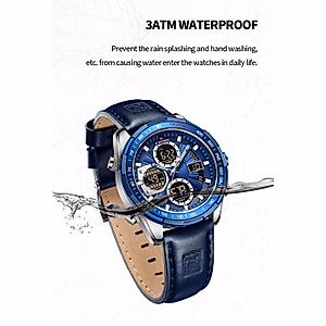 AIMES Men Military Digital Watches Stylish Casual Analog Quartz Waterproof Watch Sport Multifunction Leather Wristwatch Business Dress Wrist Watch for Men