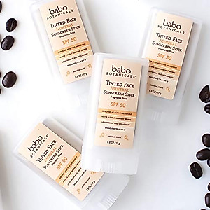 Babo Botanicals Daily Sheer Mineral Tinted Sunscreen Stick SPF50 - Natural Zinc Oxide - For Face - For all ages - EWG Verified - Water Resistant - Fragrance-Free