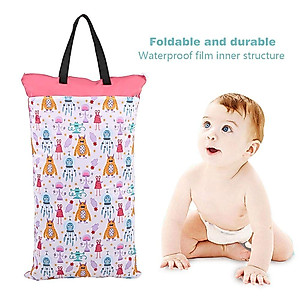 Yosooo Large Hanging Wet/Dry Pail Bag for Cloth Diaper,Inserts,Nappy, Laundry With Two Zippered Waterproof,Reusable(EF207)