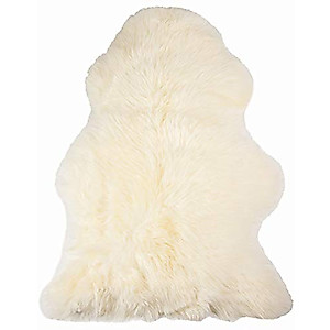 Natural Sheepskin Rug with Thick and Lush 2.5 Inch Pile | Hypoallergenic Sheep Fur Rug with Anti-Skid Back l Sheepskin Wool Area Rugs, Natural, 2 ft x 3 ft