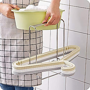 Clothes Hanger Organizer Rack Sturdy Stainless Steel Free Standing Clothes Caddy Storage Rack Holder Stacker for Wardrobe Closet & Room Tidier Laundry Rooms Drying Rack (1)