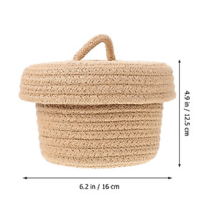 MOBUTOFU Storage Basket Woven Desktop Sundries Basket Tray Decor Snack Containers Pastoral Style Storage Holder Toy Storage Bins with Lids Jute Basket Snacks Container Cotton Rope Brown