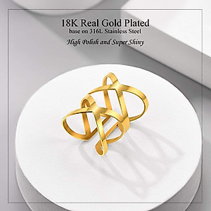 PROSTEEL Full Finger Long Ring For Women Simple X Cross Band Casual Rings Adjustable Boho Knuckle Vintage Gold Plated Cocktail Open Ring