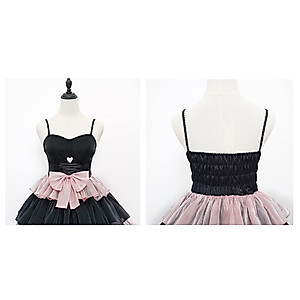 ZZEQYG Elegant Black Gothic Lolita Dress Halter Lolita Dress with Bows (S, Blackpink-JSK)