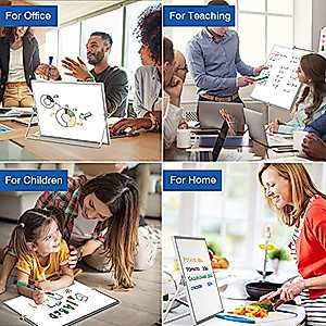 Dry Erase White Board, 16"X12" Double-Sided Magnetic Whiteboard with 10 Markers, 4 Magnets, 1 Eraser, Small White Board Withe Stand, White Board Easel for Kids Drawing Memo to Do List Wall School