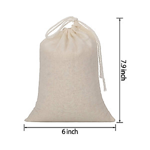 Tatuo 50 Pcs 6 x 8 Inches Muslin Bags Cotton Drawstring Bags Canvas Linen Bag Sachet Bag Reusable Empty Gift Pouch for Party Home Supplies