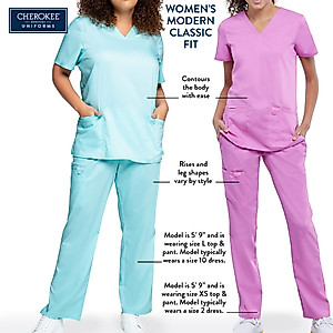Cherokee Women's Flare Leg Drawstring Scrub Pant, Black, Medium