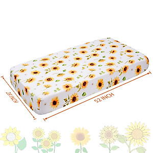 Cloele Sunflower Fitted Crib Sheet - Baby 100% Polyester 1 Pack Flower Crib Sheet for Standard Crib and Toddler Mattresses - Floral Nursery Bed Sheet Crib Mattress Toddler Sheet for Baby Girls