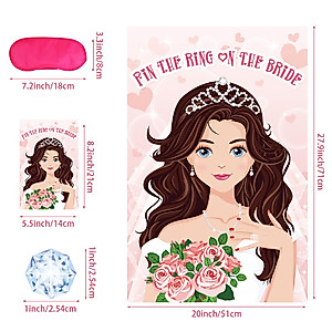 Hxezoc Pin The Ring On The Bride Game With 42 Pcs Rings Large Bridal Party Games Poster for Bridal Shower, Wedding Party, Birthday Party, Carnival Party Supplies