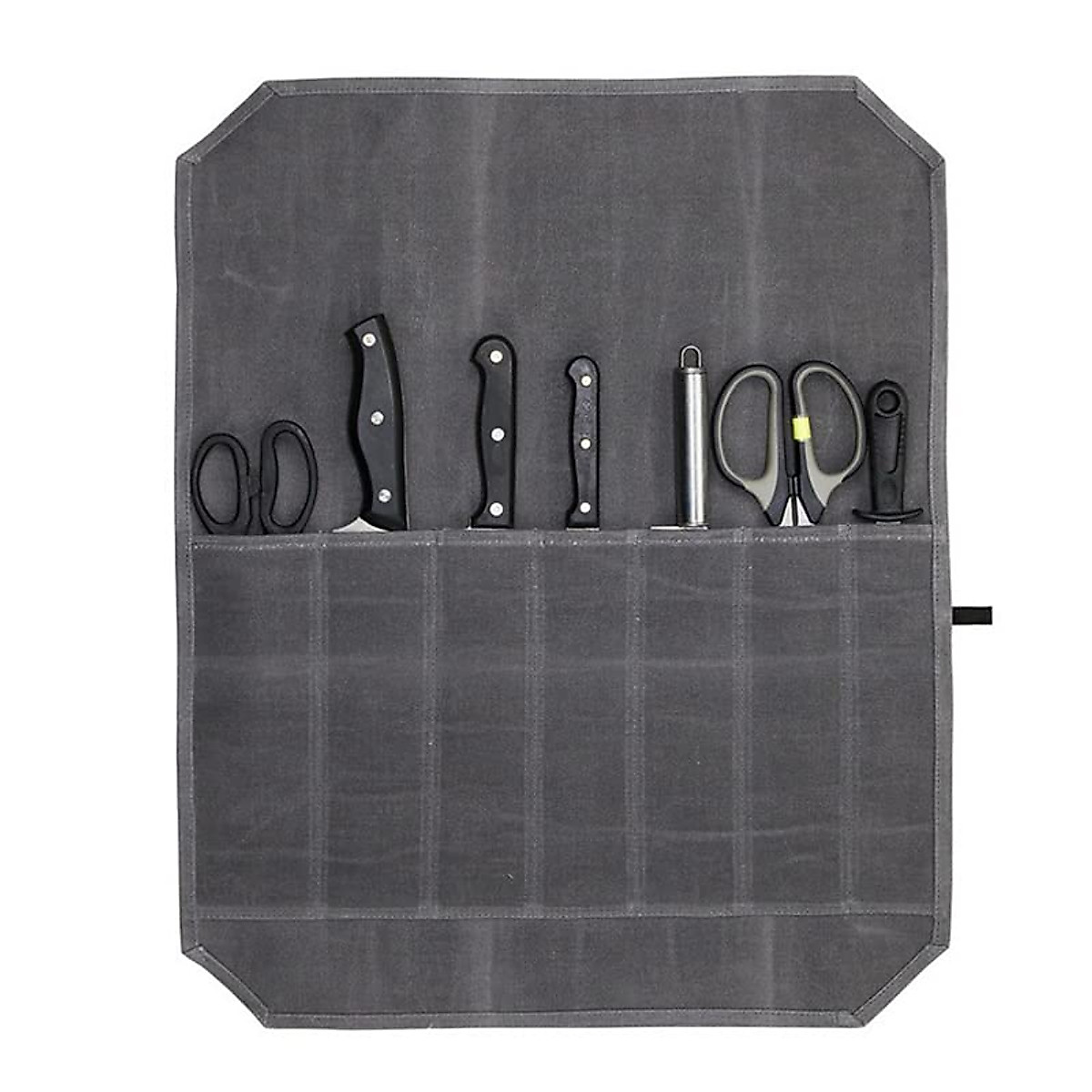 Oidnvay Knife Roll Case, Waxed Canvas Cutlery Knives Holders Protectors, Home Kitchen Cooking Tools and Utensils Wrap Bag - B