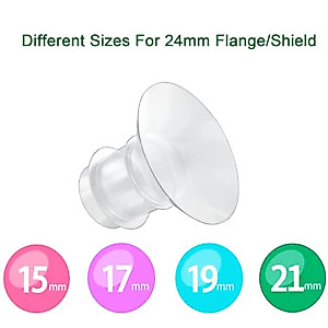 Flange Inserts 13/15/17/19/21mm Suitable for Medela,Spectra 24mm Shields/Flanges,Willow Cups.Compatible with S9/S10/S12 Wearable Breast Pump,Reduce Tunnel Down to Correct Size,5PCS