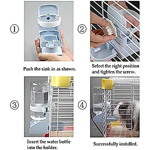 Vikano Rabbit Water Bottle, 17oz Hanging Water Fountain Automatic Dispenser No Leak WaterFeeder for Bunny Chinchilla Guinea Pig Hedgehog Ferret (White)