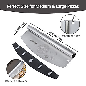 14" Pizza Cutter, Little Cook Ultra Sharp Stainless Steel Pizza Cutter Rocker with Cover, Pizza Knife Slicer for all Types of Quesadillas, Flatbreads, Brownies, Dishwasher Safe