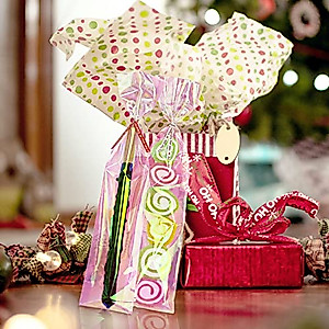 Yotelab Easter Iridescent Holographic Cellophane Treat Bags, 2x10 Inches Pretzel Bags with Ties, Pretzels Individual Bags, Prezetels Sticks Bags,100Pieces