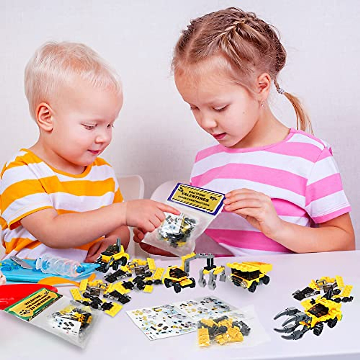 WODMAZ 24 Packs Construction Vehicles Building Blocks for Kids, 12 in 1 Car Sets Block Kits for Goodie Bags Birthday Gifts Stocking Stuffers Easter Valentines