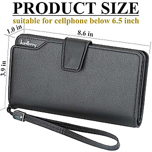 Wallets for Women Men's Clutch Wallet Large Capacity Leather Purse Business Credit Card Holder (1-Black)