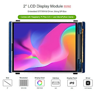 waveshare 2inch LCD Display for Raspberry Pi Pico, 65K RGB Colors 320×240 Pixels IPS Screen, SPI Interface