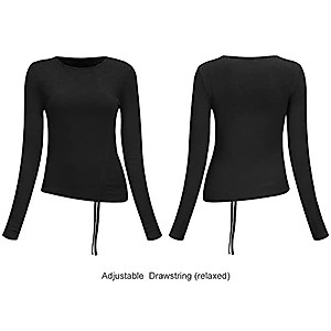 Athletic Tops for Women Long Sleeve Fitted (Black,L)