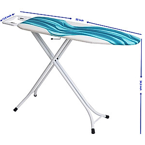 Mabel Home Ironing Board Made in Europe, Adjustable Height, Deluxe, 4-Leg, + Extra Cover, Easy Storage,3 Different Model & Sizes, Deluxe 44" x 14"
