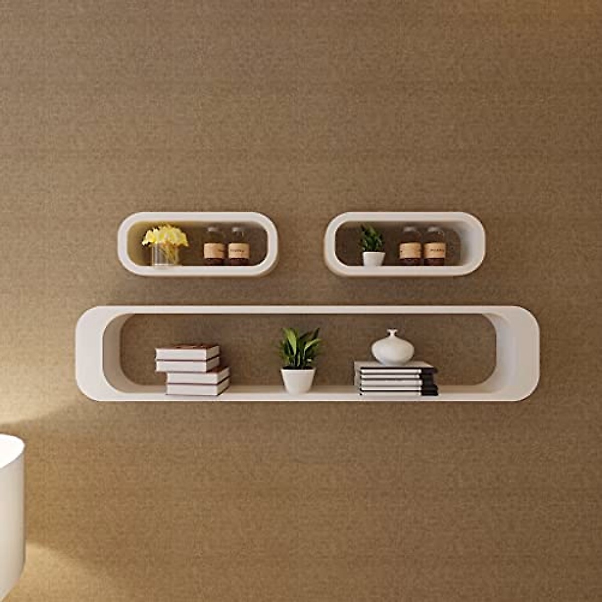 ZQQLVOO 3 White MDF Floating Wall Display Shelf Cubes Book/DVD Storage,Wall Mounted Display Shelf,Wall Mounted Floating Shelves,Wall Storage Shelves,Floating Book Shelves,Bookshelf