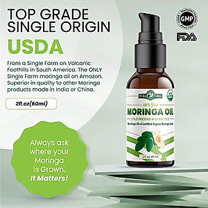 Organic Moringa Leaf Extract Liquid Drops - USDA Organic Certified - Highly Purified, Bioavailable & Faster Absorption Than Moringa Powder or Capsules - Single Origin Moringa Oleifera Leaves Extract