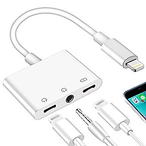 3.5mm Headphone Splitter for iPhone iPad 3 in 1 Earphone Jack Adapter with Fast Charging Lightning Audio Jack Connector Compatible for iPhone 14 13 12 11 X XR XS 8 7 iPad