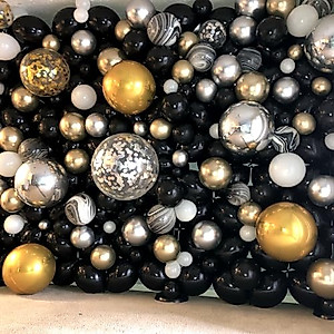 RUBFAC Black Balloons, 50pcs 12 Inch Premium Black Balloons and Ribbon, Thick Latex Balloons for Birthday Wedding Baby Shower Graduation Anniversary Party Decorations