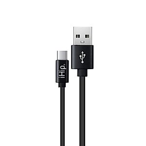 iHip 9ft PVC Black Cable Type-C Rubber Finish Bend Test Certified - Android Charger Cable for Android Samsung Galaxy S9 S10 S8 Plus Note10 9 8, Moto Z, Google Pixel, LG