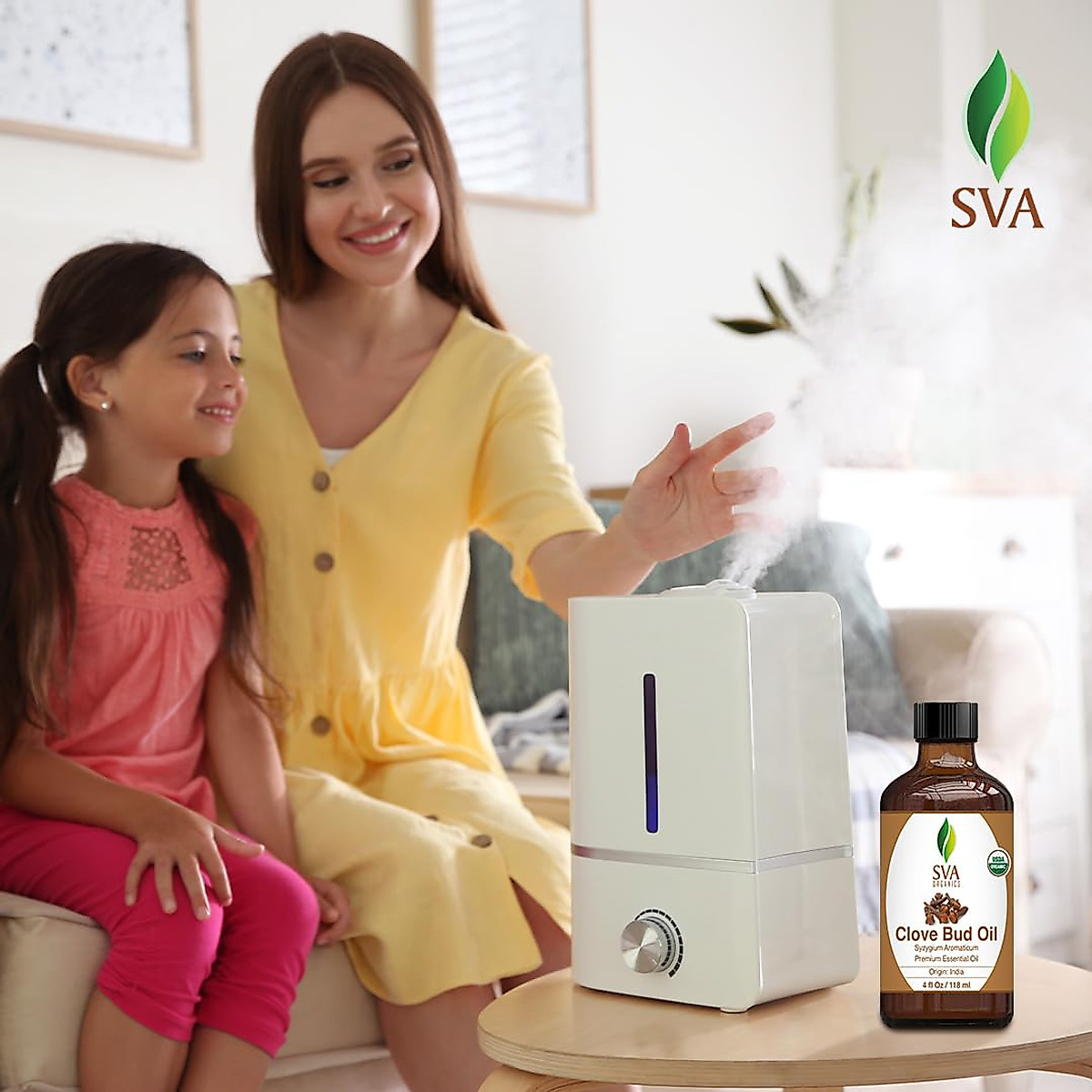 SVA Clove Bud Essential Oil Organic – 4 Fl Oz – 100% Natural Organic Clove Oil - for Diffuser, Hair Care, Face, Skin Care, Aromatherapy, Scalp and Body Massage, Soap and Candle Making - with Dropper