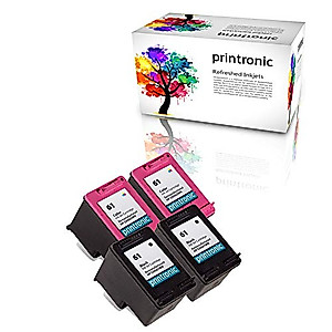 Printronic 4 Pack Remanufactured HP 61 Ink Cartridge for HP Envy 4500 5530 Deskjet 2540 1510 2050 3050 OfficeJet 4630 Printers (2 Black 2 Color)