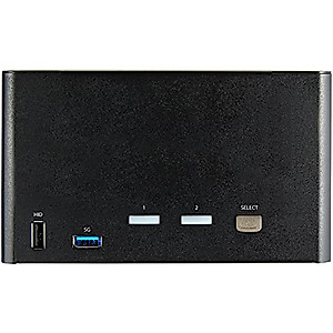 StarTech.com 2 Port Quad Monitor DisplayPort KVM Switch - 4K 60Hz UHD HDR - Desktop 4K DP 1.2 KVM with 2 Port USB 3.0 Hub (5Gbps) & 4X USB 2.0 HID Ports, Audio - Hotkey Switching - TAA (SV231QDPU34K)