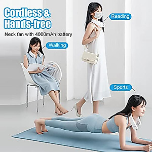 NORMIA RITA 720° Cooling Bladeless Neck Fan Personal AC Cooling Fan with Refrigeration Chip, Upper & Lower 80PCS Wind Outlets Strong Airflow Rechargeable Portable Fan for Travel, Walking, Outdoor