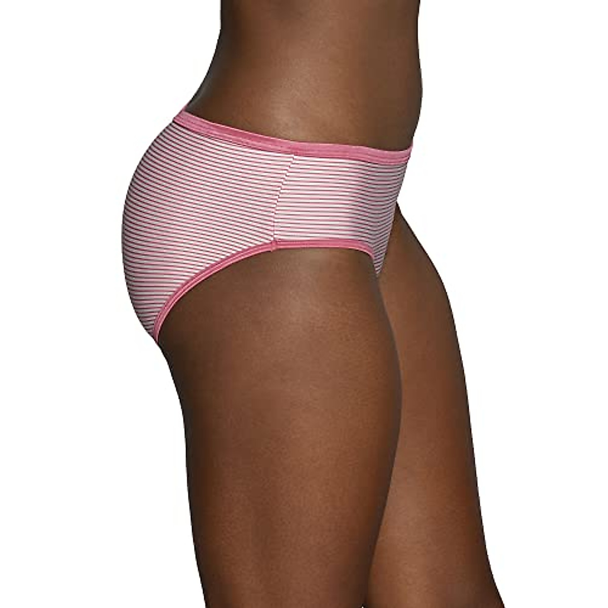 Vanity Fair Women's Illumination Hipster Panties, Silky Stretch & Satin Trim, Rosy Stripe Print, Large/7