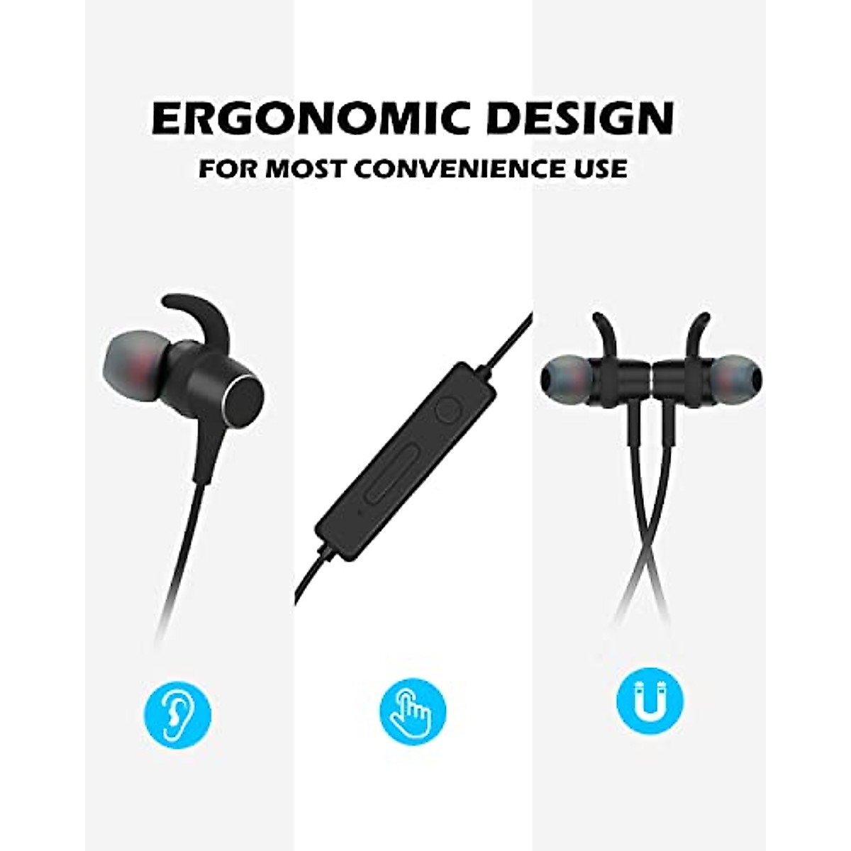 OINMELY 150Hours Playtime Bluetooth Neckband Headphones V5.0 Wireless Headset Sport Earbuds w/Mic Playtime Cordless Noise-Canceling Earphones for Gym Running Compatible with iOS Samsung Android
