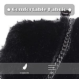 TANOSII Faux Fur Purse Furry Clutch with Rhinestone Shoulder Bag Fluffy Evening Bag Crossbody Bag for Women Black