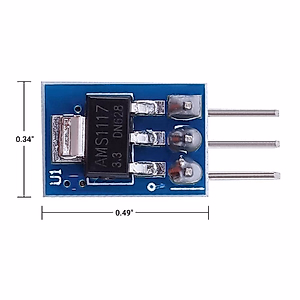 DAOKI 10Pcs 5V to 3.3V Step-Down Power Supply Buck Module DC 4.75V-12V to 3.3V Voltage Regulator AMS1117-3.3 LDO 800MA Buck Module Soldering Kit