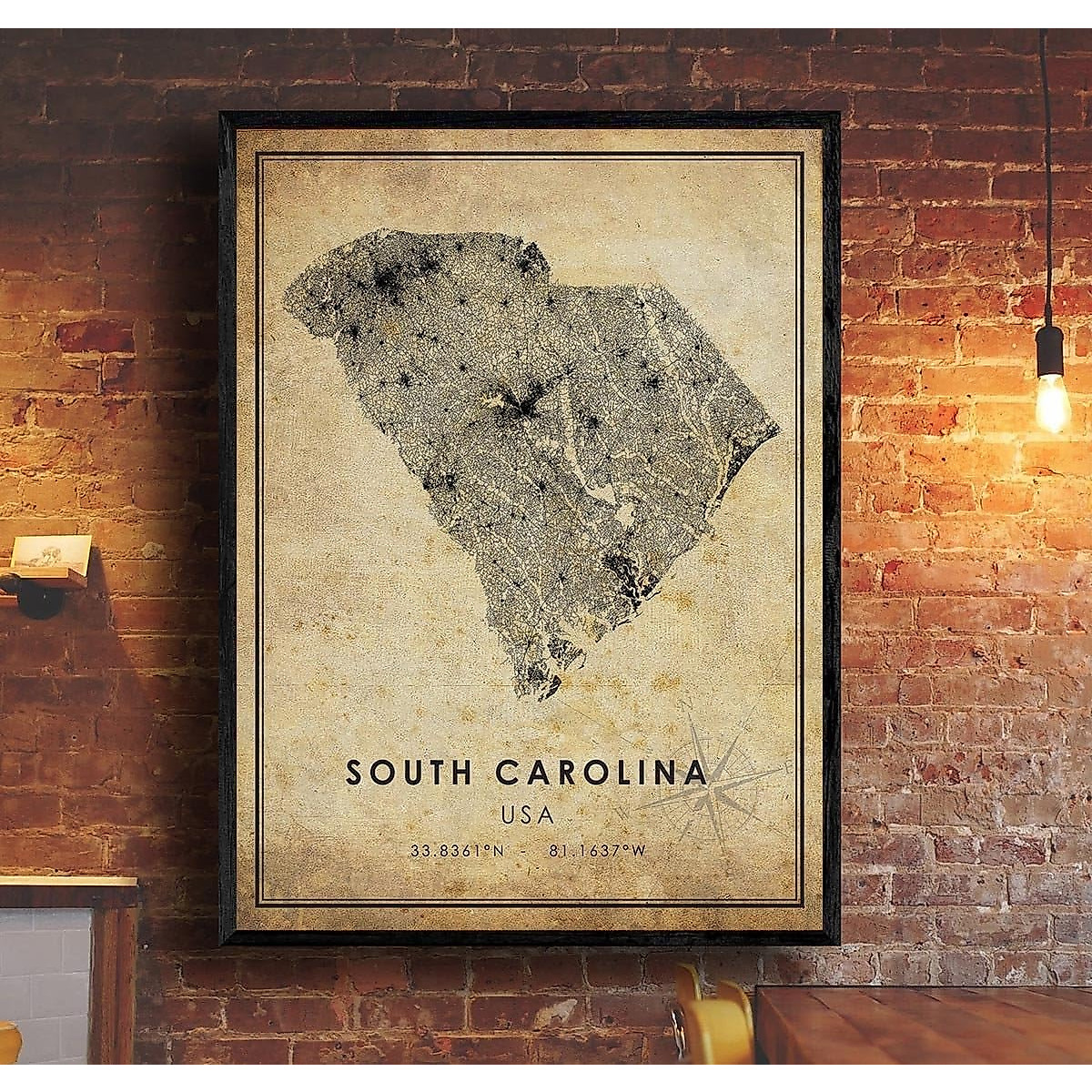 South Carolina Map Print South Carolina Map USA Map Art South Carolina City Road Map Poster Vintage Gift Map