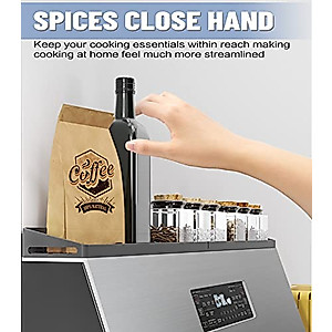 Winkriad Silicone Magnetic Stove Top Shelf 30 Inches Over Stove Spice Rack Shelf for Back of Stove Organizer Shelf for Stove Top Space Saver Stove Storage Shelf for Kitchen (Gray)