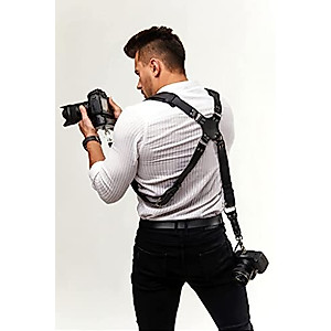 Camera Accessories Dual Harness Two Cameras -Shoulder Leather Strap - Multi Gear Double Camera Accessories DSLR/SLR ProInStyle strap by Coiro