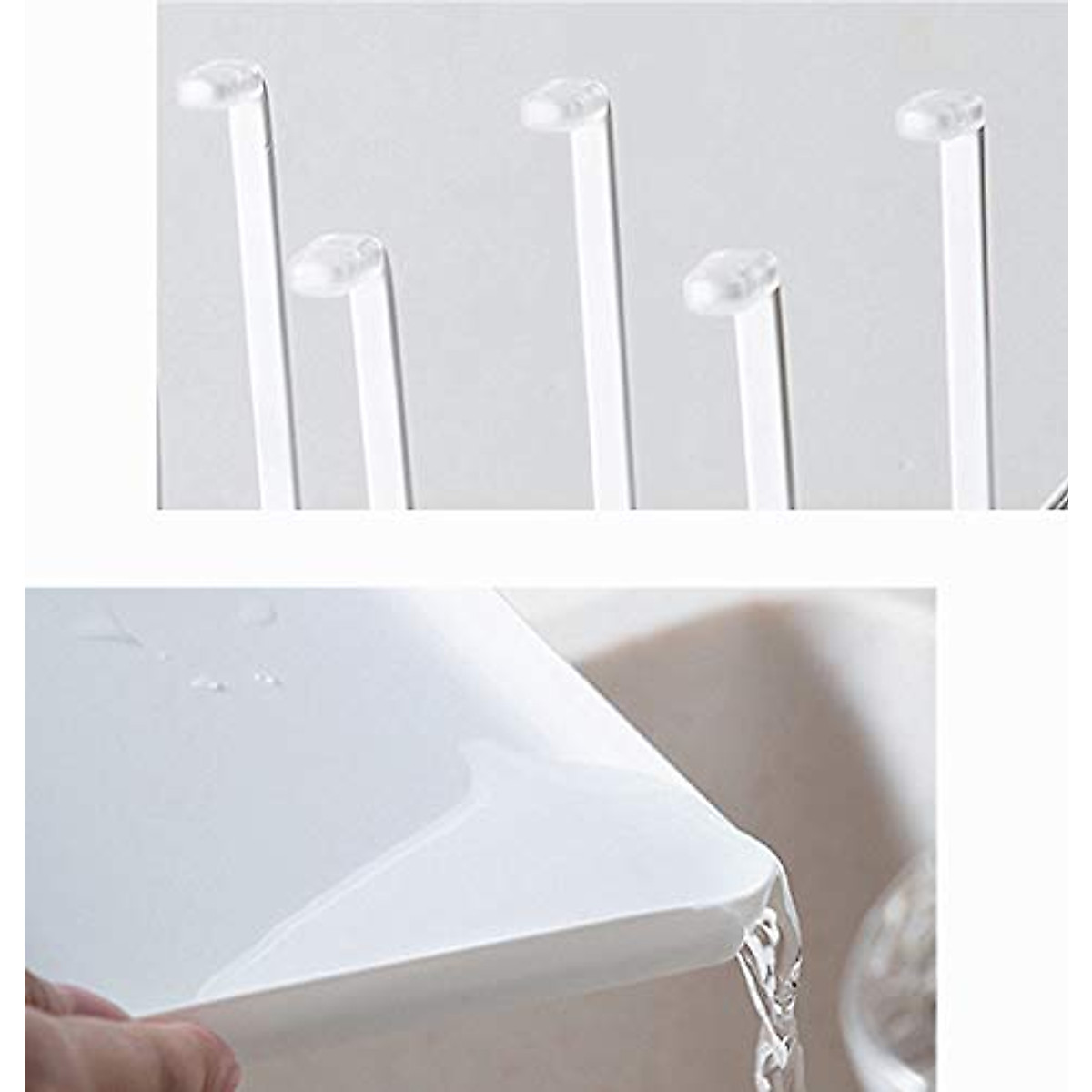 YEAVS Cup Drying Rack with Drain Tray, Bottle Drying Rack Stand with 6 Hooks, Mug Organizer (White)