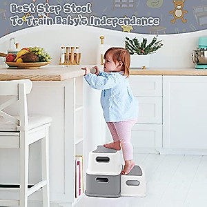 Ronipic 2 Step Stools for Kids, Toddler Step Stool for Toilet Potty Training, Anti-Slip Potty Stools with Numbers/ABC, Bathroom Step Stool for Kitchen