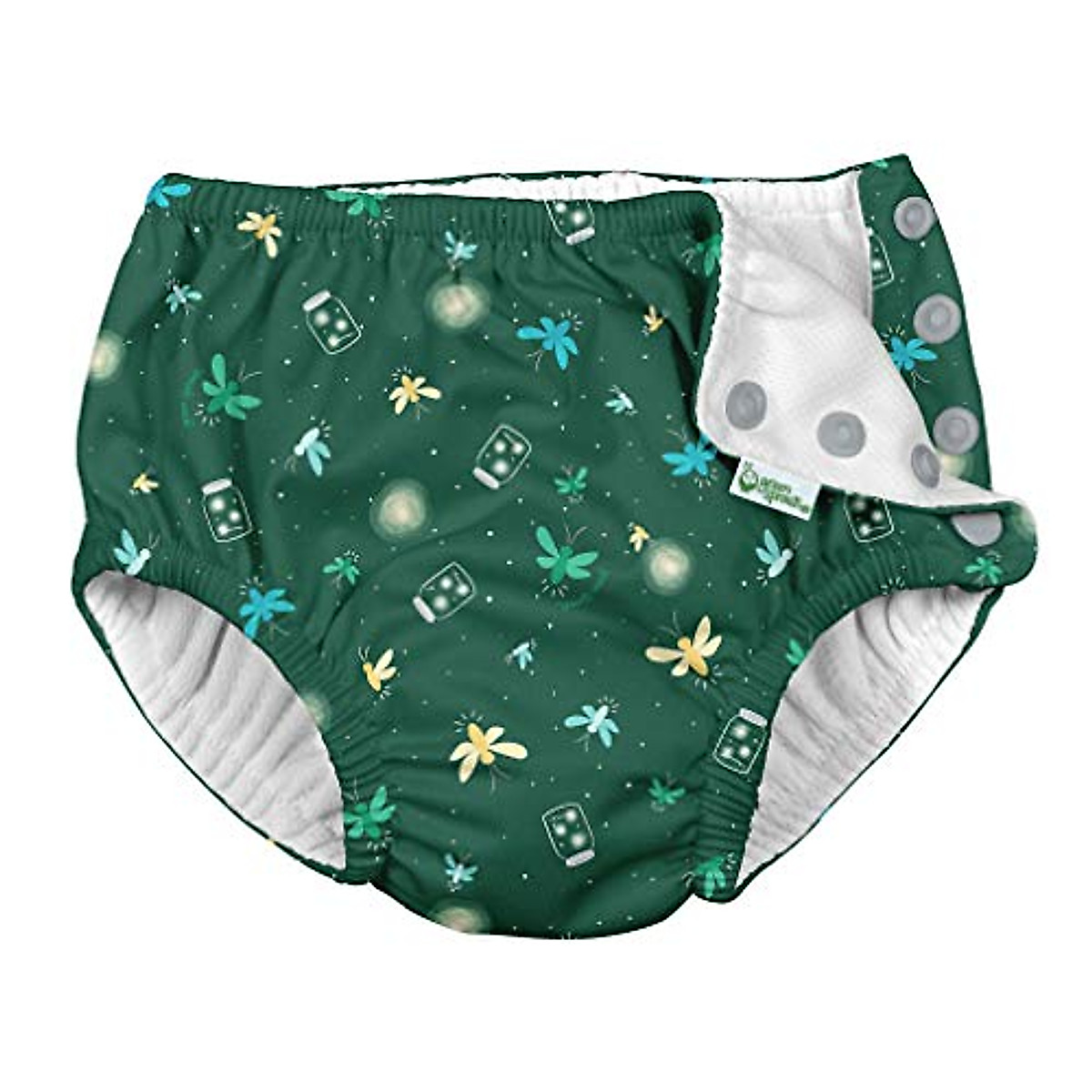 i Play Boys Reusable Absorbent Baby Swim Diapers Dark Green Fireflies 3T