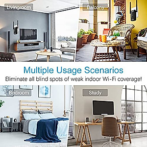 WiFi Extender 1200 Mbit/s Internet Amplifier with LAN Connection, WLAN Repeater Cover up to 6000 sq.ft & 45 Devices for Socket, 5G & 2.4G WLAN Amplifier Access Point, WPS, Compatible with All Devices