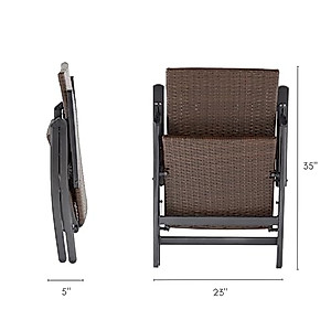 Greendale Home Fashions Outdoor Reclining Brown PE Wicker Folding Chair, No Cushion